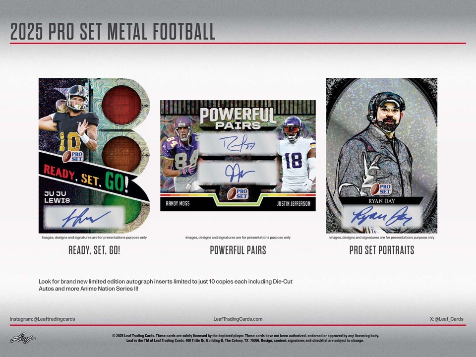 Dylan Sampson 2025 Leaf PRO SET METAL FOOTBALL 2 Case (20Box) Player ...