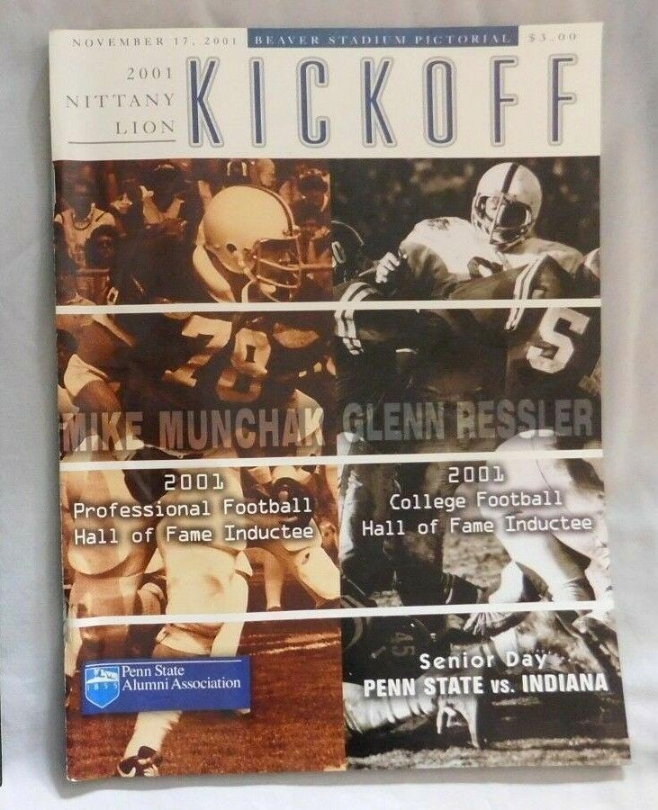 Penn State Vs Indiana Football Program 11/17/01 Mike Munchak Glenn ...