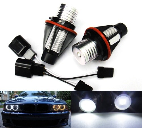2x LED Angel Eye Halo Ring Light Bulb White For BMW E39 E60 M5 X5 E53 ...