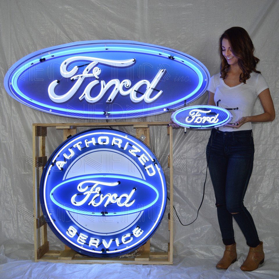 5 Foot Ford Oval Neon Sign In Steel Can Car Garage Neon Light 60"x23"x6 ...