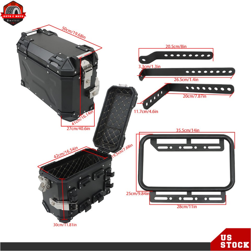 2×Side Case 36L Hard Saddlebags Motorcycle Tour Trunk Luggage ...