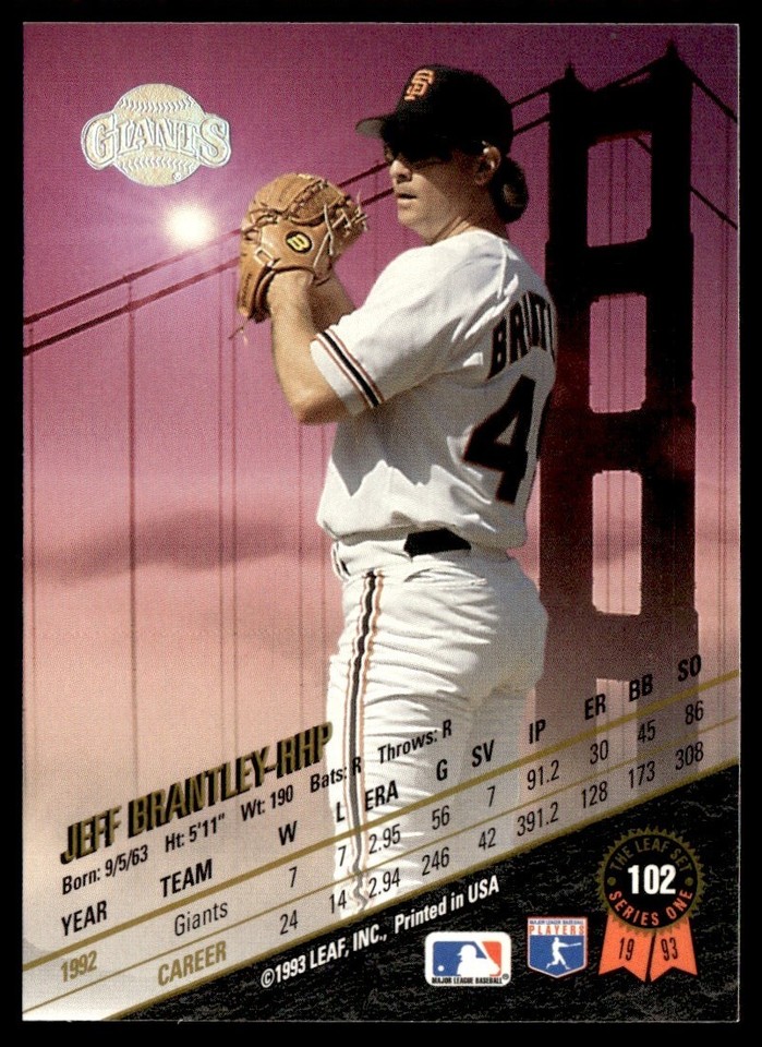 1993 Leaf Jeff Brantley San Francisco Giants #102 | eBay