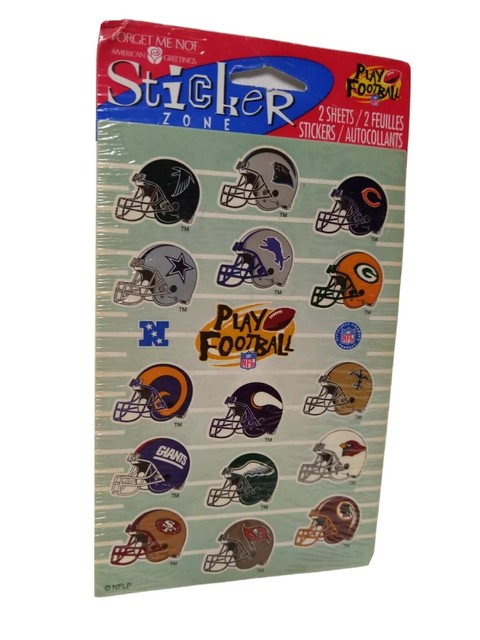 Vintage NFL Stickers Football Teams Helmets 6 Sheets American Greeting ...