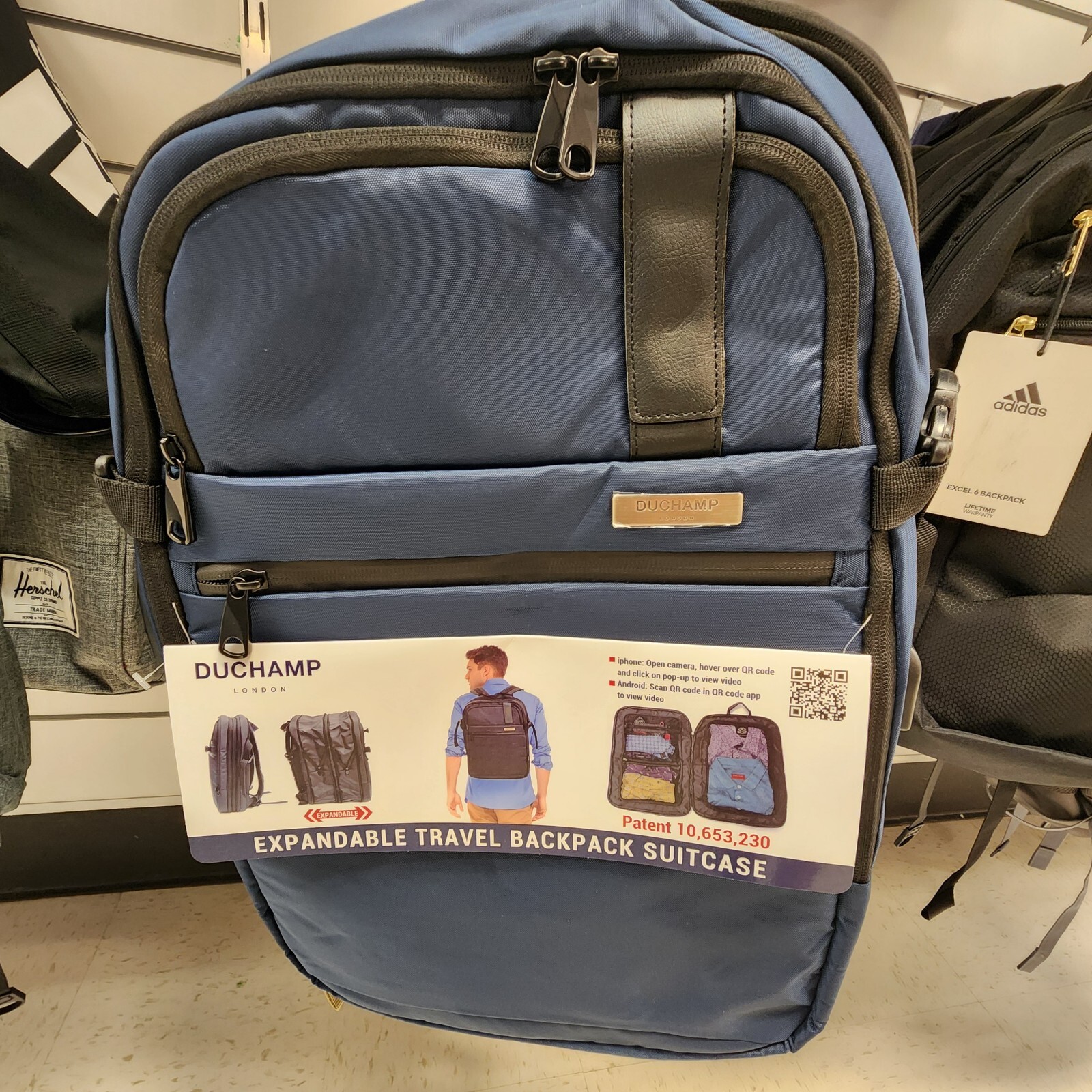 Duchamp Getaway Expandable Travel Carry-On Backpack Suitcase Black ...