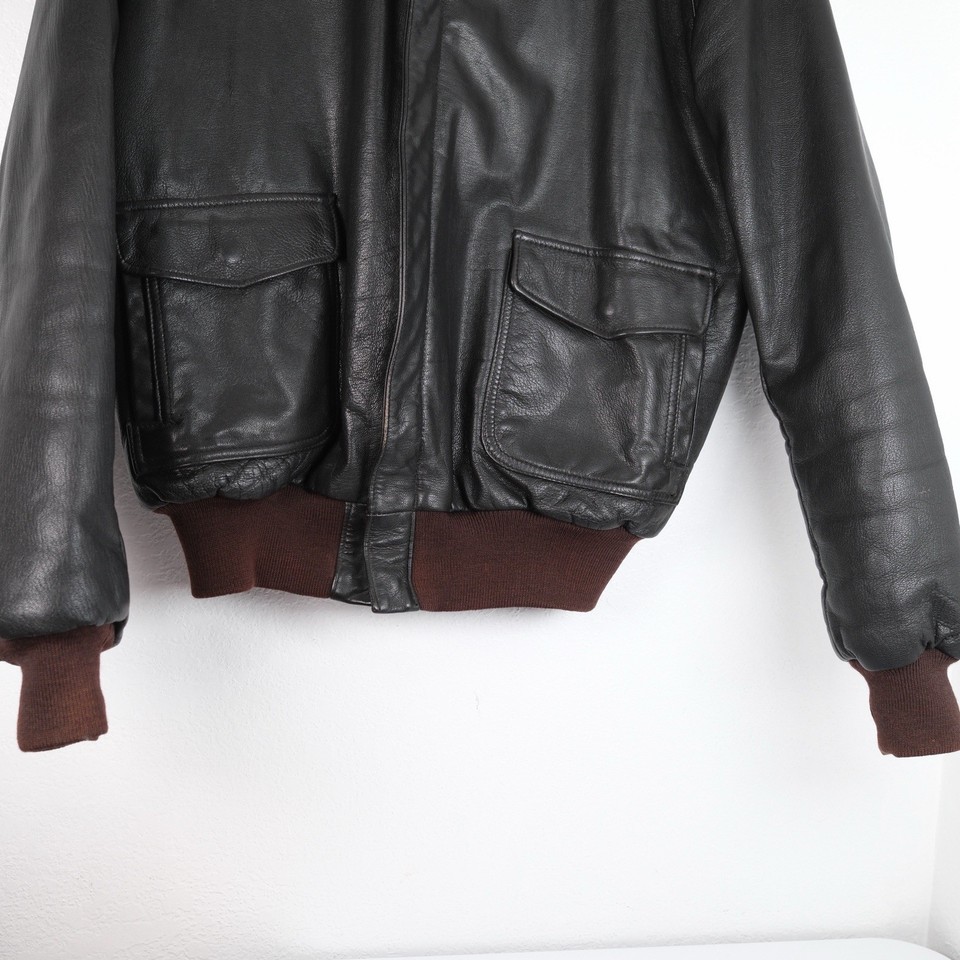 VTG LL Bean A-2 Leather Bomber Leather Jacket Sz 40 Long USA Black ...