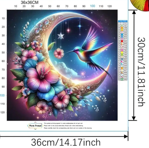 MOON-HUMMINGBIRD Flowers-COUNTED CROSS STITCH KIT-11-ct | eBay