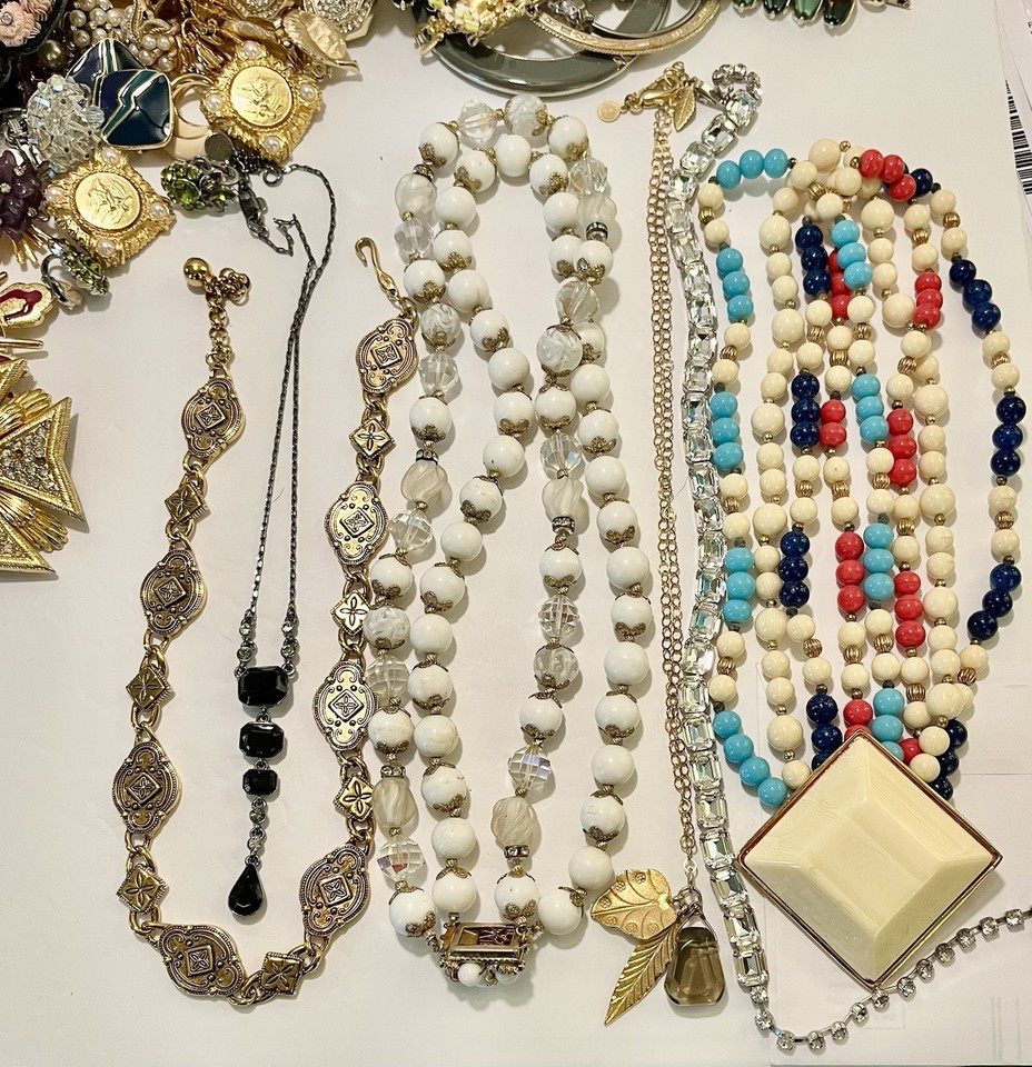 Vintage Designer Costume Mixed Jewelry Lot 91 Pieces Enamel Rhinestones ...