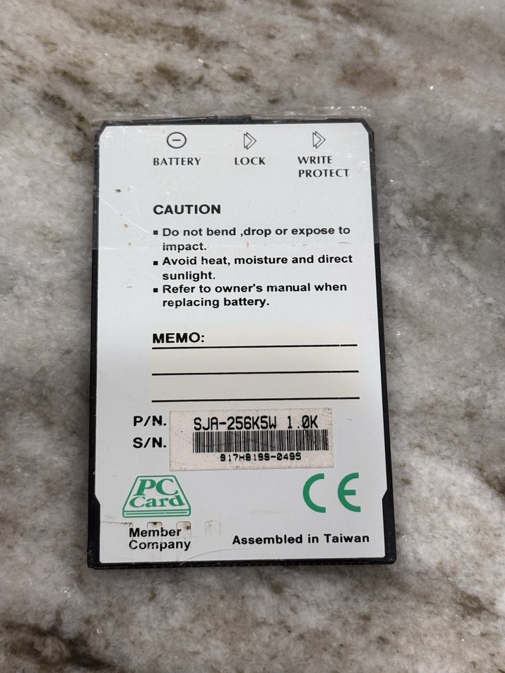 SJA-256K5W SRAM 256KB PCMCIA Card Kingmax | eBay