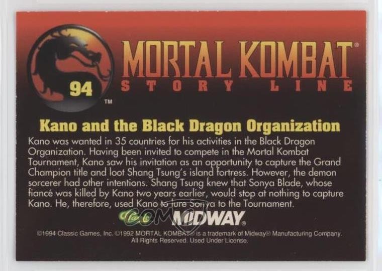 1994 Classic Mortal Kombat Story Line Kano #94 0ba6 | eBay