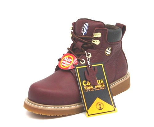 MEN'S CACTUS FOOTWEAR WORK BOOT 6700 WINE SLIP RESISTANT MEMORY FOAM ...