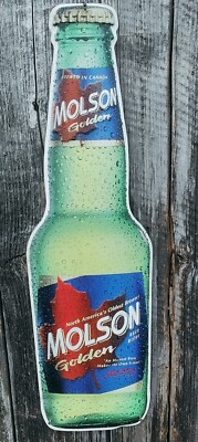 Vintage Metal OVER 34" TALL ! Molson Golden Beer Bottle Bar Sign | eBay