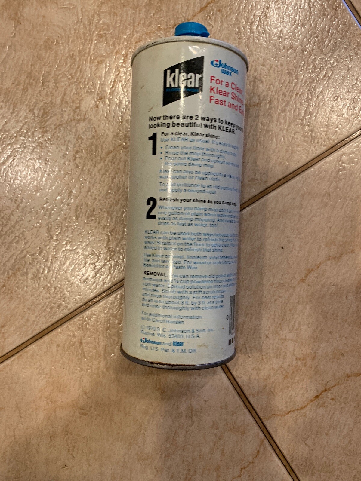 Vtg - Johnson Wax Klear Floor Finish Can | eBay