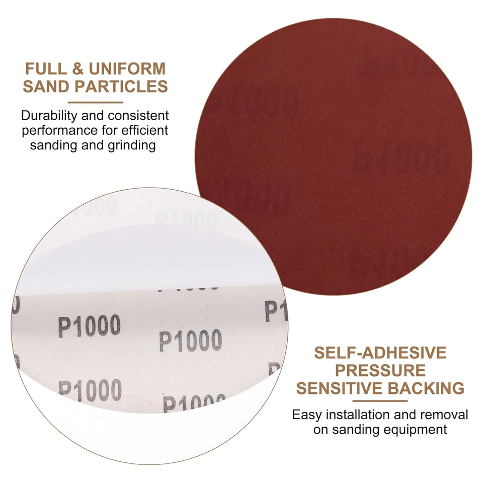 5pcs 8-Inch PSA Sanding Discs, 1000 Grits Aluminum Oxide Self Adhesive ...