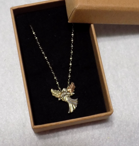 C.Co. Coleman Co 12K Sterling Silver Black Hills Gold Angel Pendant ...