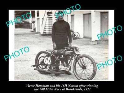 OLD 8x6 HISTORIC MOTORCYCLE RACING PHOTO VICTOR HORSMAN NORTON 1921 16H ...