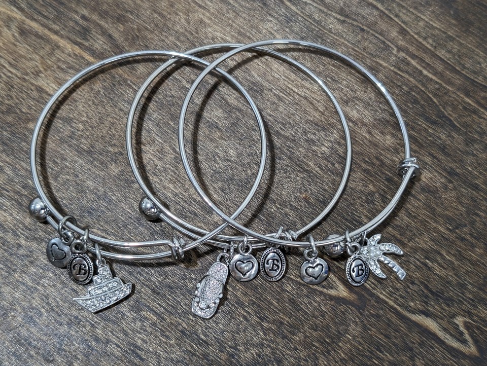 NWWT 3 Brighton Expandable Wire Bangle Charm Bracelets With Charms #28 ...