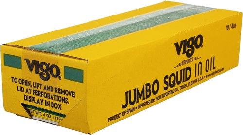Vigo Premium Imported Jumbo Squid Canned Seafood 4oz Pack of 10 | eBay