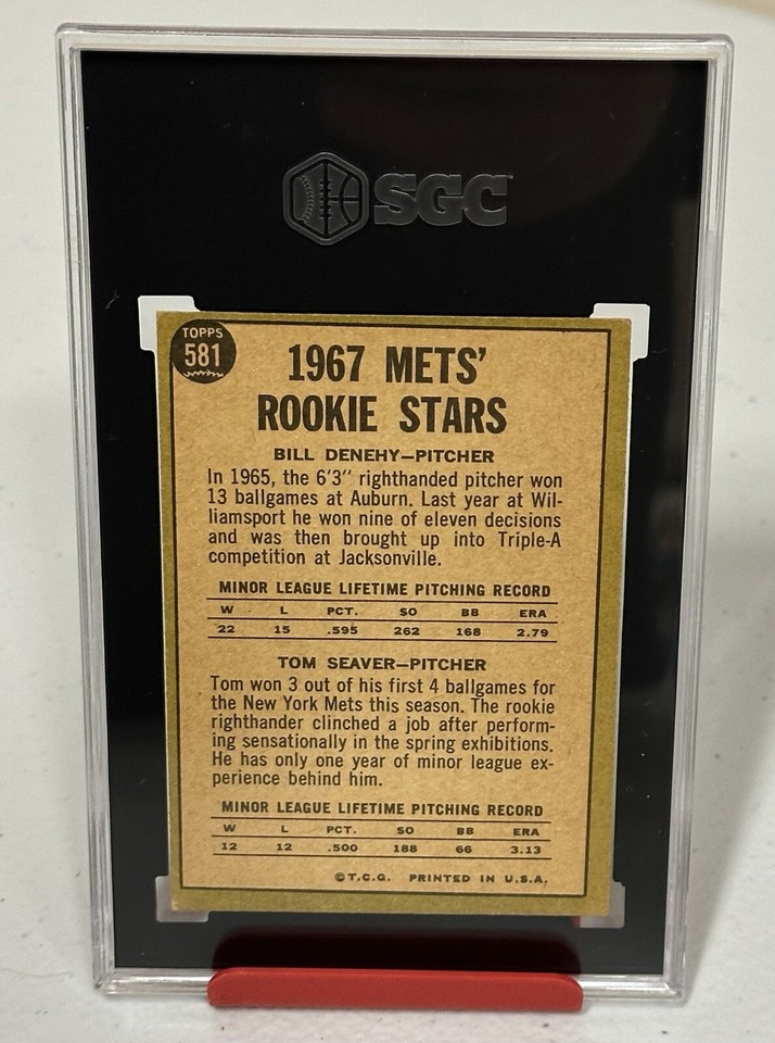 1967 Topps Tom Seaver Rookie Card #581 - SGC 3.5 VG+ - Mets - HOF ...