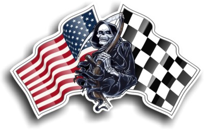 Grim Reaper Death Design With USA American Flag Motif vinyl car sticker ...