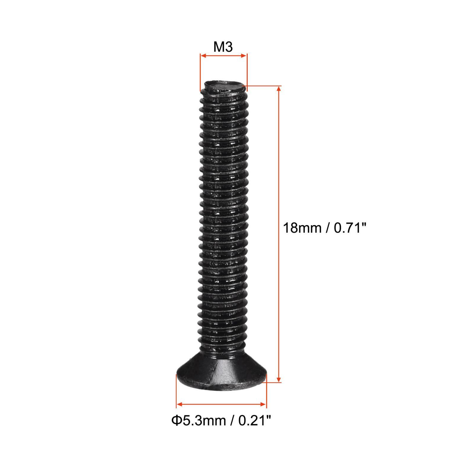 M3 x 18mm Phillips Flat Head Screws Carbon Steel Machine Screws Black ...