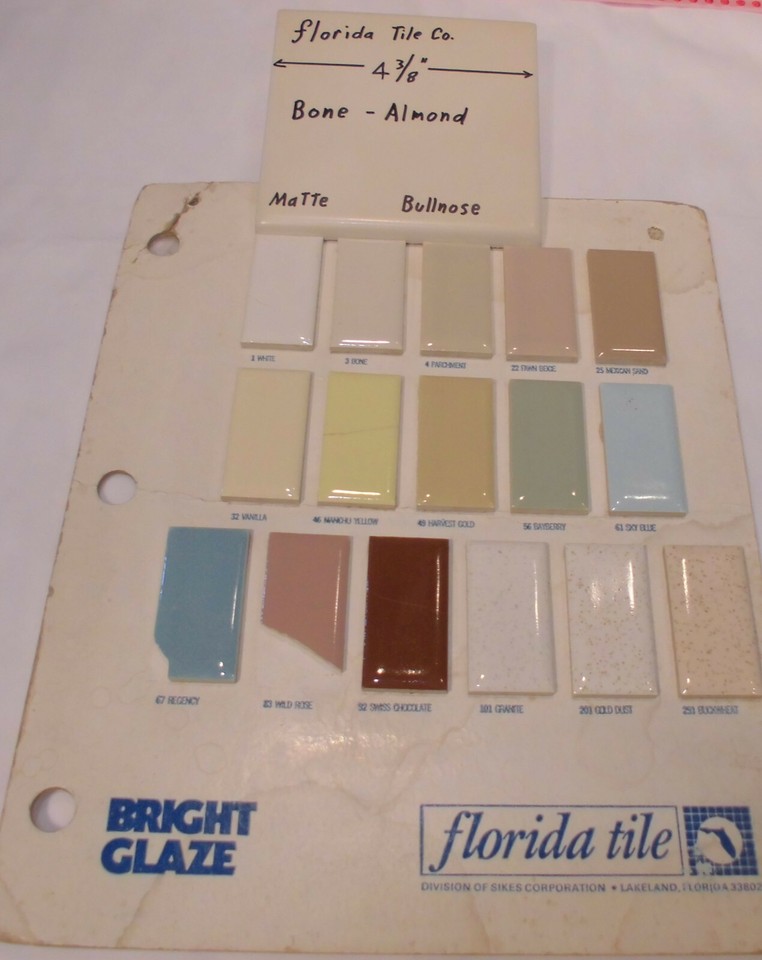 1 pc. *Bone - Almond* Matte Bullnose Ceramic Tile 4-3/8" by Florida Co ...