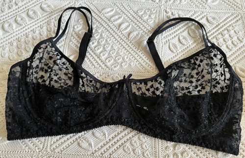 Vtg. Donna Loren 40DD Black Luxe Sheer Floral Lace Underwire Bra | eBay