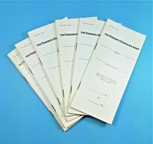 Vintage Cheque Record Books Toronto Dominion Bank Lot of 6 Unused A-B ...