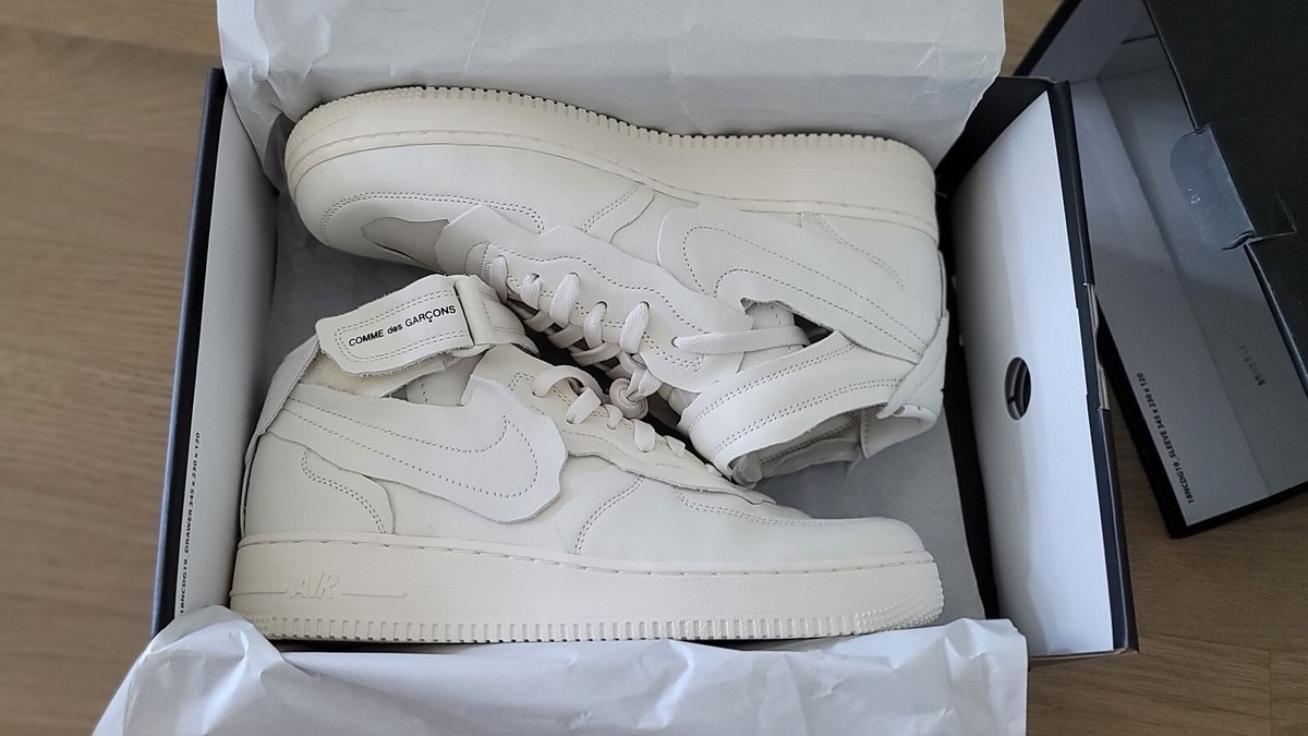 Nike Air Force 1 Mid Comme des Garcons CDG White Men's Size Nike Air Force 1 Mid Comme des Garcons CDG White Men's Size