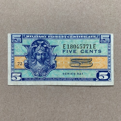 US ARMY 5 Cents Banknote MPC Currency Paper Money Memorabilia Liberty ...