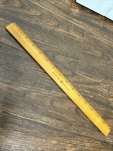 Vintage Westcott 15" Wood Ruler Metal Strip Edge Beveled Old Logo USA ...