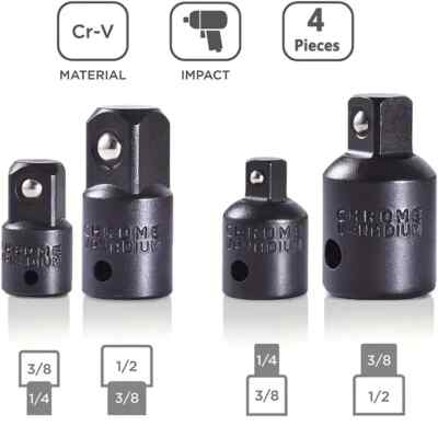 4-Pack 3/8" to 1/4" 1/2 Inch Drive Socket Adapter Reducer Ratchet Air ...