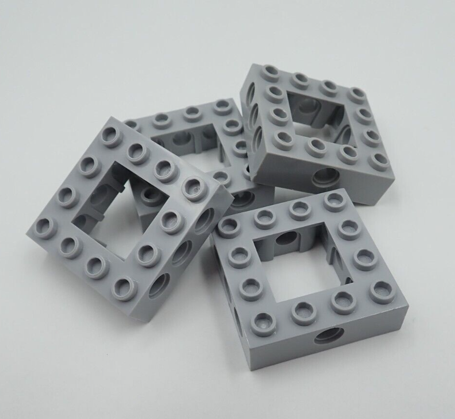 Lego Lot of 4 Technic Brick 4x4 Open Center Light Bluish Gray Square ...