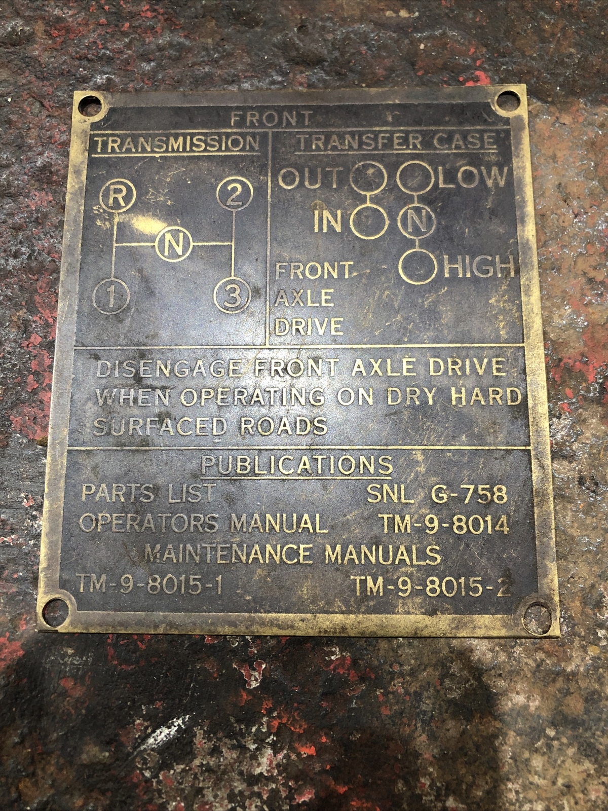 Brass Dash Data Plate For Jeeps Willys Ford CJ2A CJ3A CJ3 Brass S2u ...