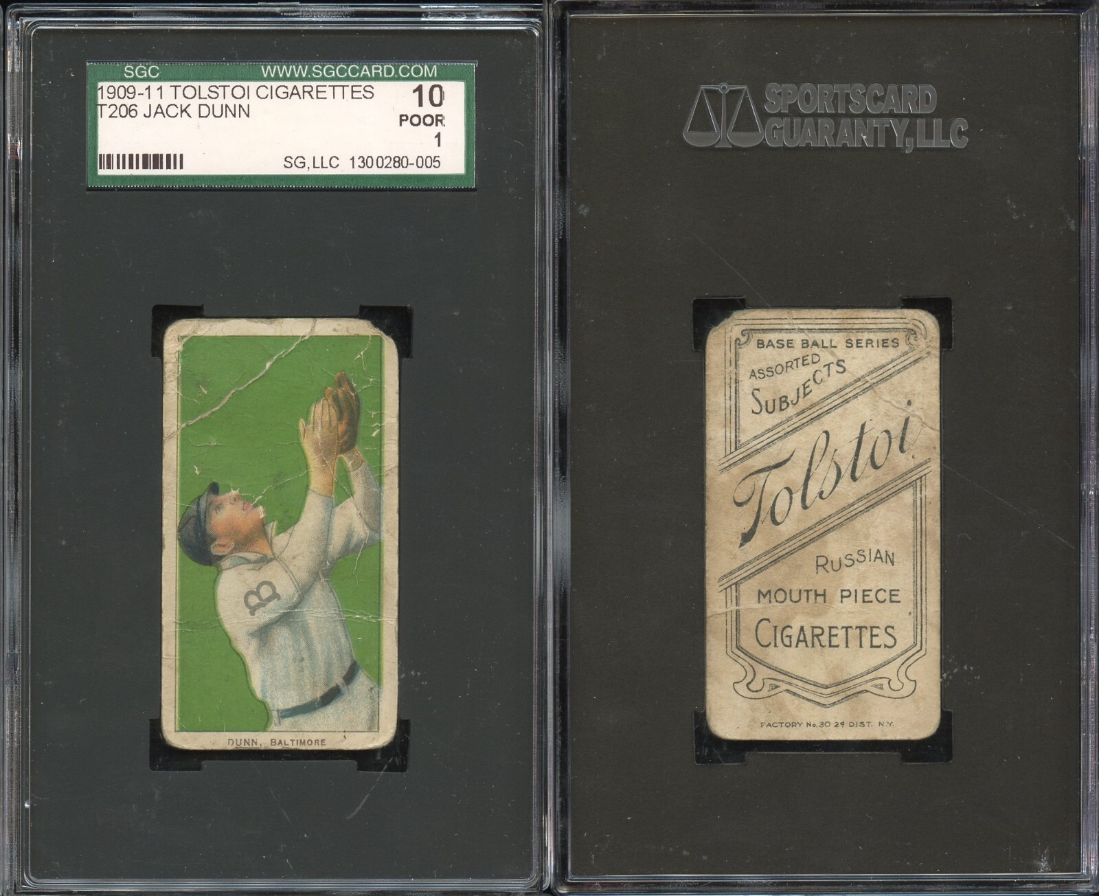 T206 Jack Dunn Baltimore ~~ SGC 10 1 ~~ Tolstoi rare back low pop! | eBay