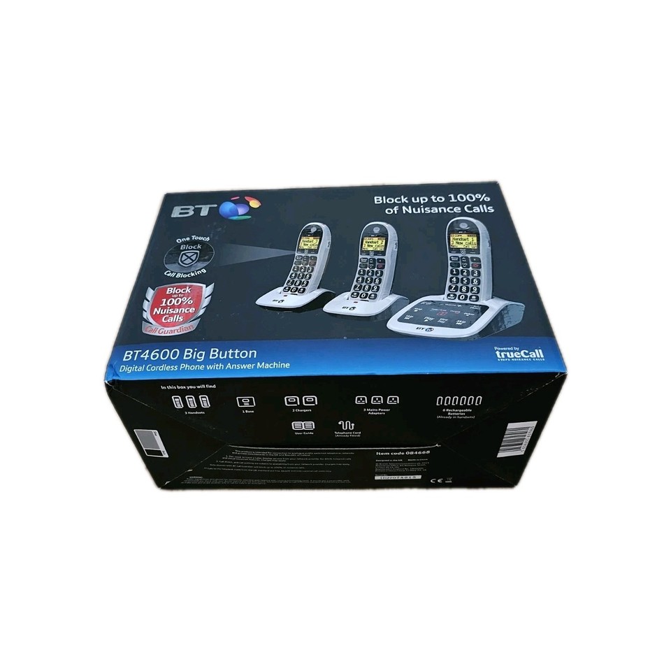 BT 4600 Trio Digital Cordless Phone Big Button Answer Machine -USED ...