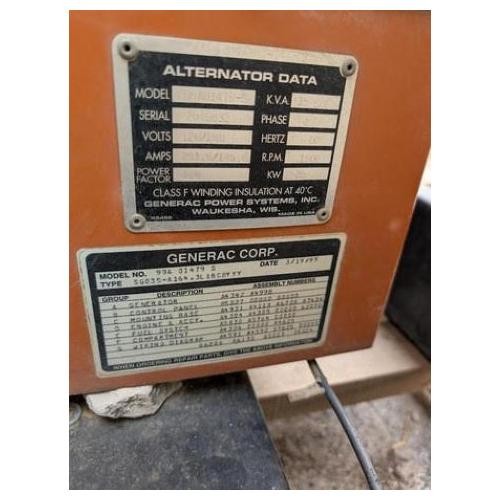 35KW Generac SG035 Nat Gas LP Generator 1ph 120/240 '99 TESTED (SKU ...