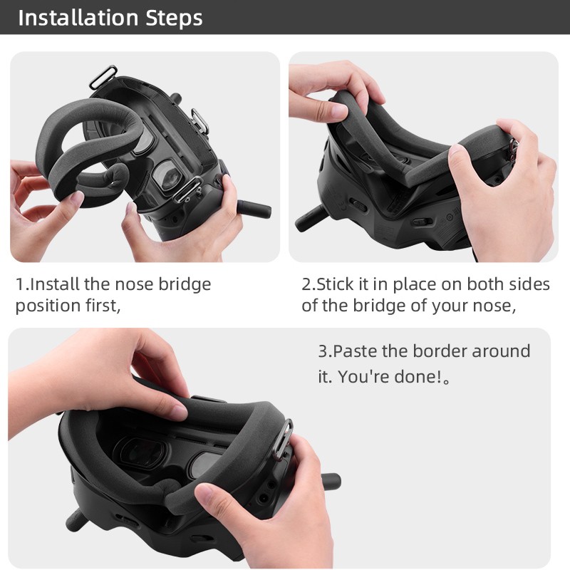 For FPV Goggles V2 Drone Flying Glasses Replacement Eye Mask Dark grey ...