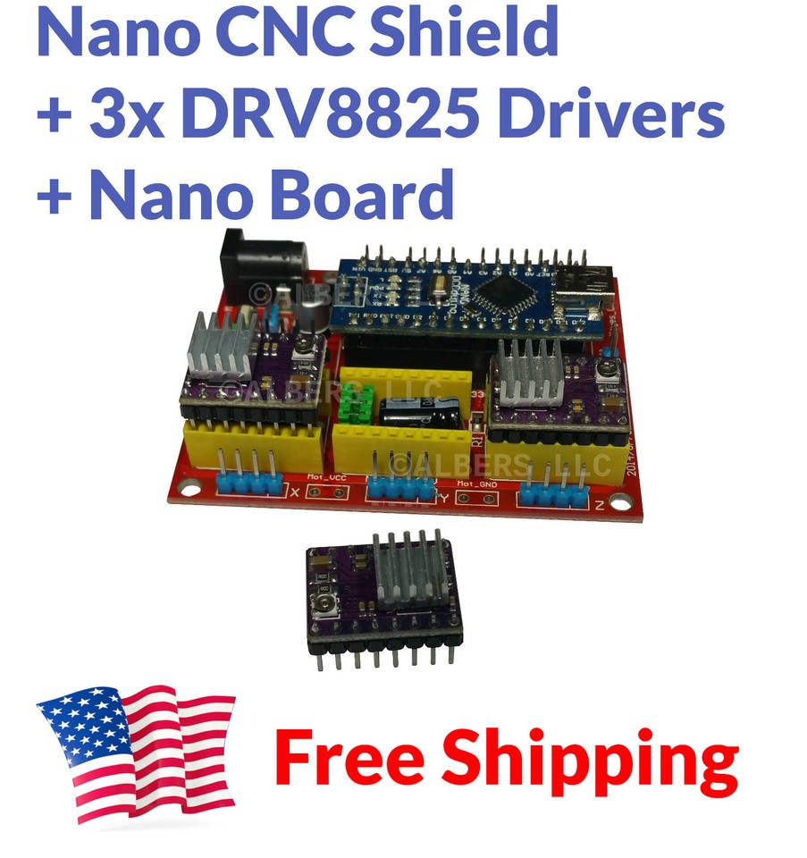 Arduino Nano CNC Shield 3-Axis DRV8825 Stepper Driver Board GRBL ...
