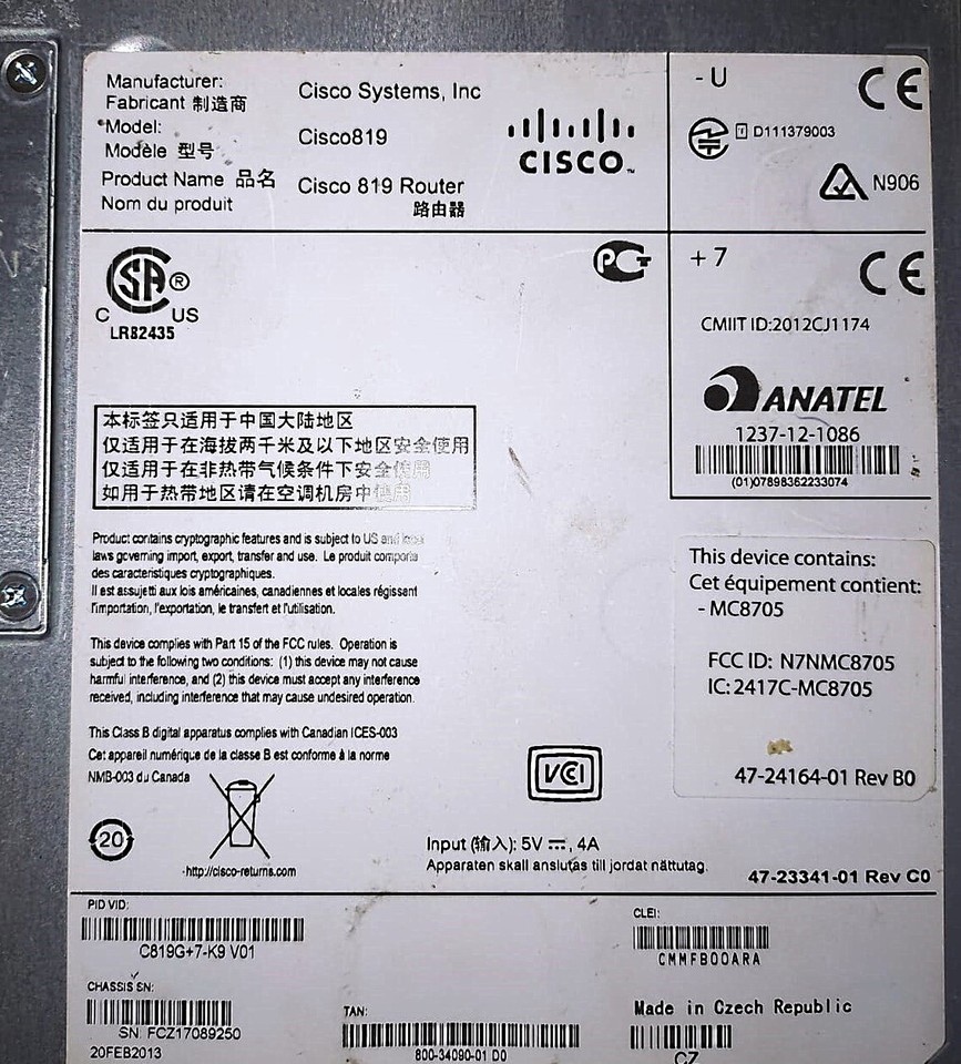 CISCO C819G+7-K9 HSPA + R7 SMS GPS Router GSM Secure 3G 819 SIM K | eBay