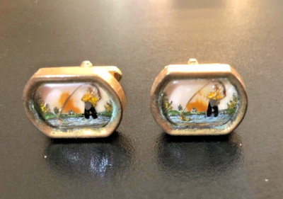 Rare Vintage Cufflinks-Fly Fisherman-3D-Swank-1950s | eBay