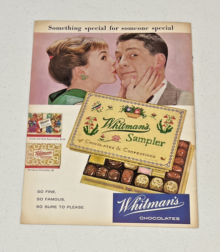 1959 Whitman's Sampler Box of Chocolates Vintage Print Ad - Woman ...