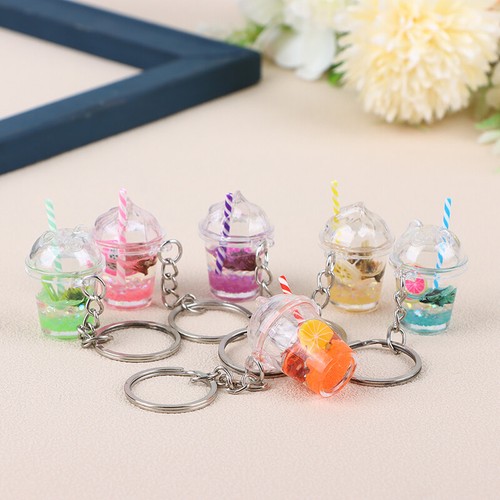 Mini Luminous Milk Bubble Tea Cup Keychain Women Men Cute Bag Key Ring ...