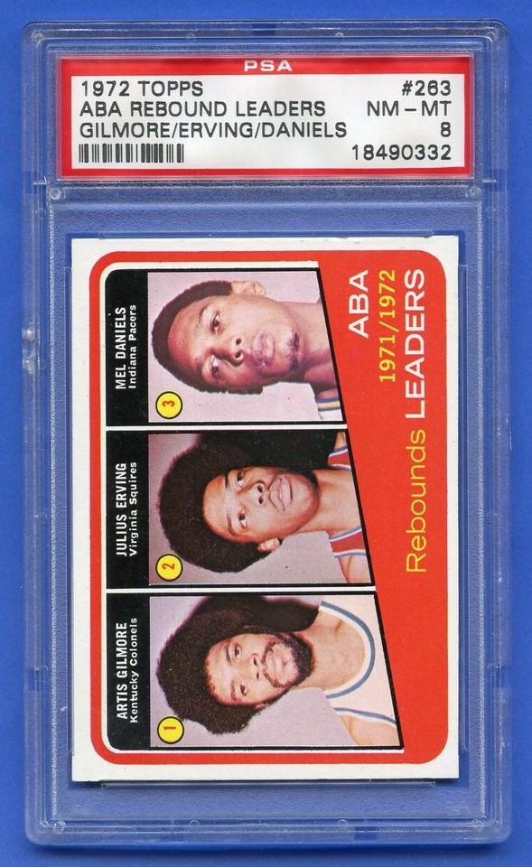 1972 JULIUS ERVING I GILMORE I DANIELS PSA 8 NM-MT ABA REBOUND LDRS ...