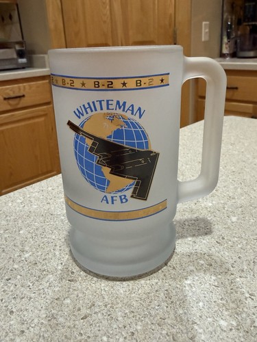 RARE Whiteman Air Force Base Glass Beer Mug B2 Bomber Stealth United ...