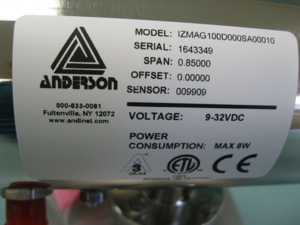 Anderson Magnetic Flow Meter 4"' 1ZMAG100D000SA0001 | eBay