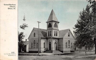 J47/ Olney Illinois Postcard c1910 United Brethren Church Building 42 ...