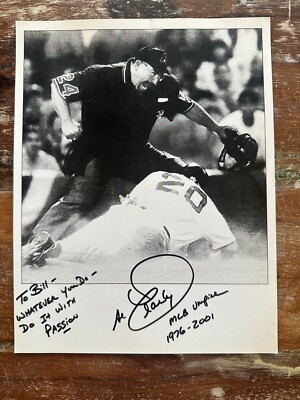 BASEBALL UMPIRING LEGEND AL CLARK AUTOGRAPHED INSCRIBED 8X10 PHOTO WITH ...