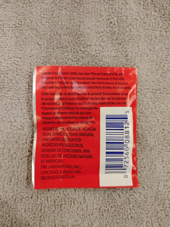 VINTAGE SEN SEN CANDY LICORICE BREATH FRESHENER MINT "New Sealed Packet ...