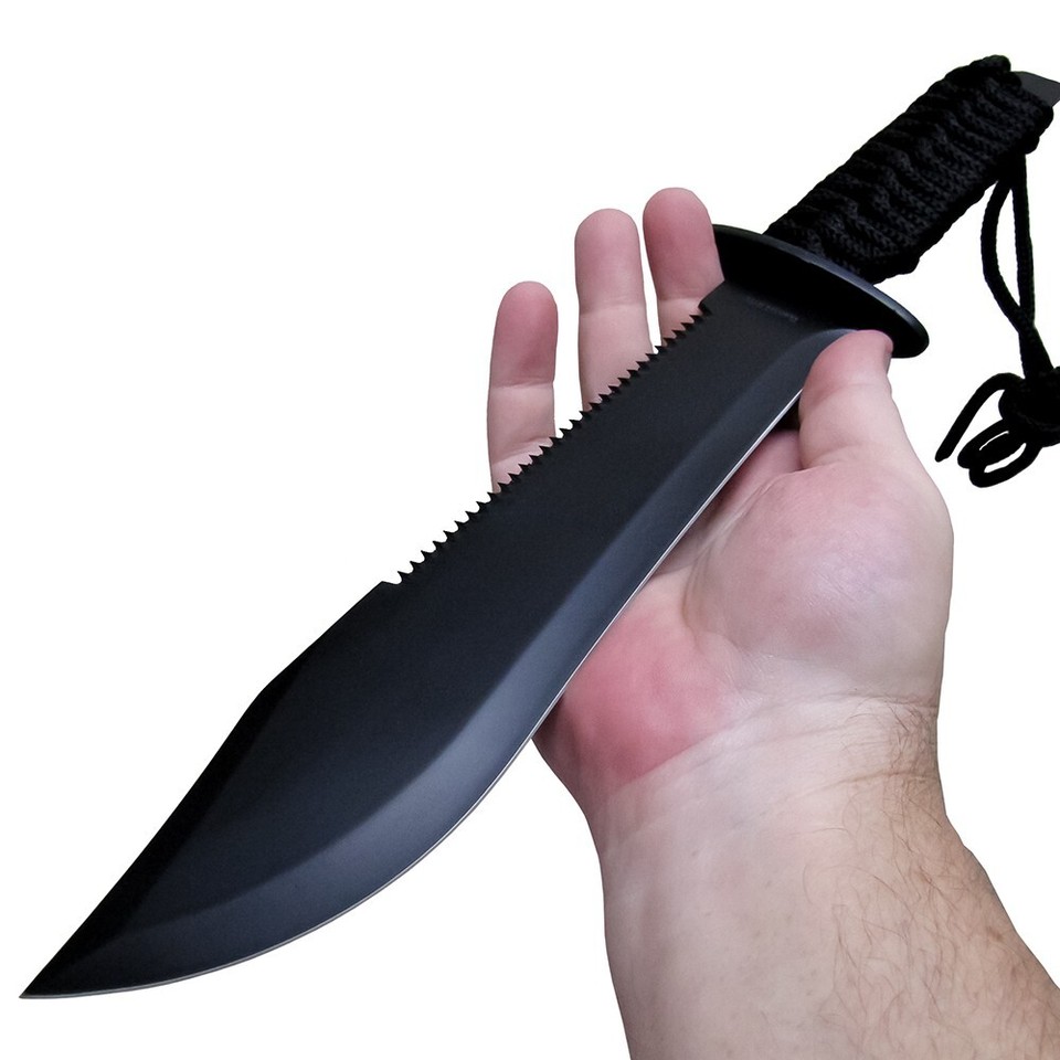 Combat Survival Hunting Knife - Big 15" Black Fixed Blade Outdoor ...