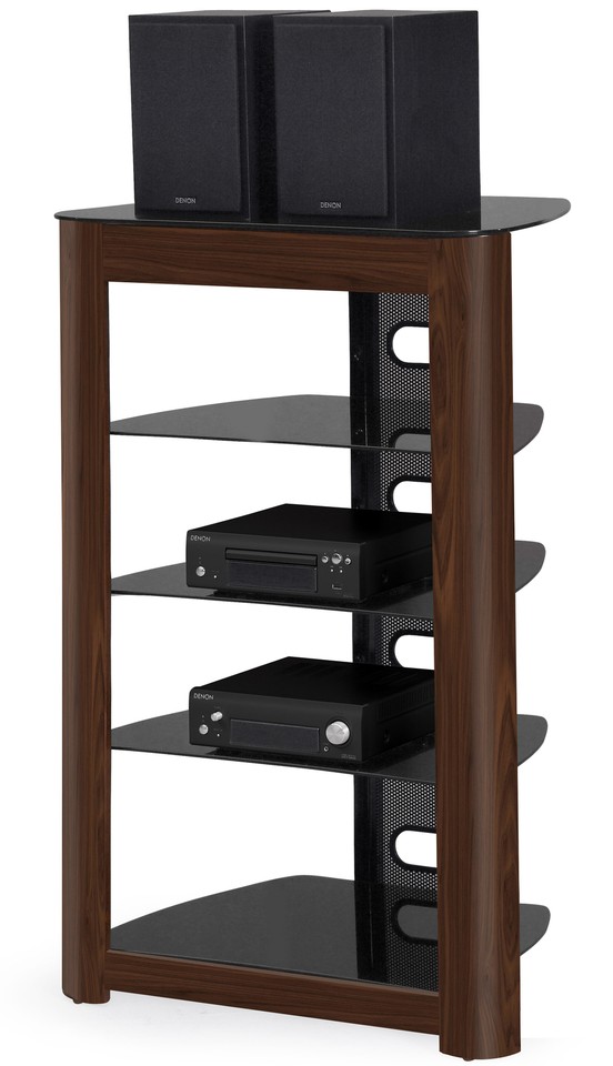 Centurion Supports Zinnia 5-Shelf AV Rack Black Glass with Walnut ...